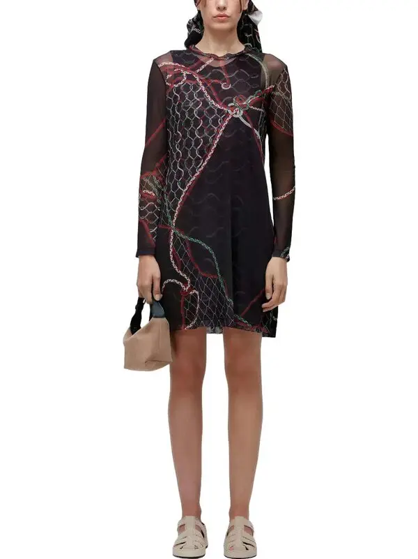 OSKLEN Printed Long-sleeve Mini Dress - Black