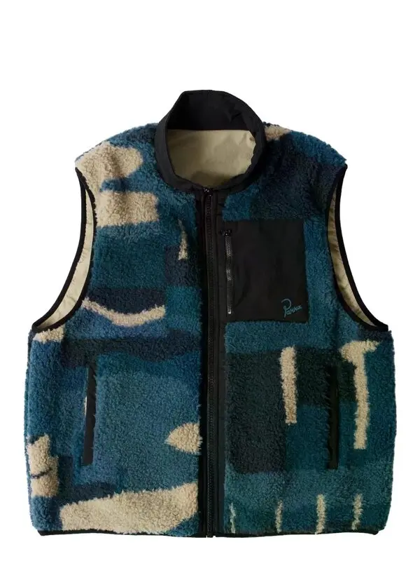PARRA Reversible Bird Motif Vest - Blue