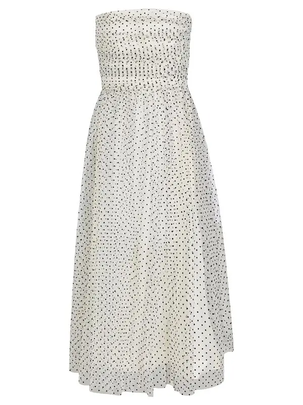 Zimmermann Strapless Flocked Tulle Midi Dress - Ivory