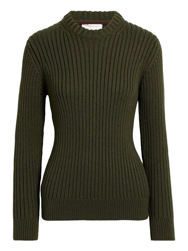 Veronica De Piante Tristan Ribbed Merino Wool Sweater - Dark Green