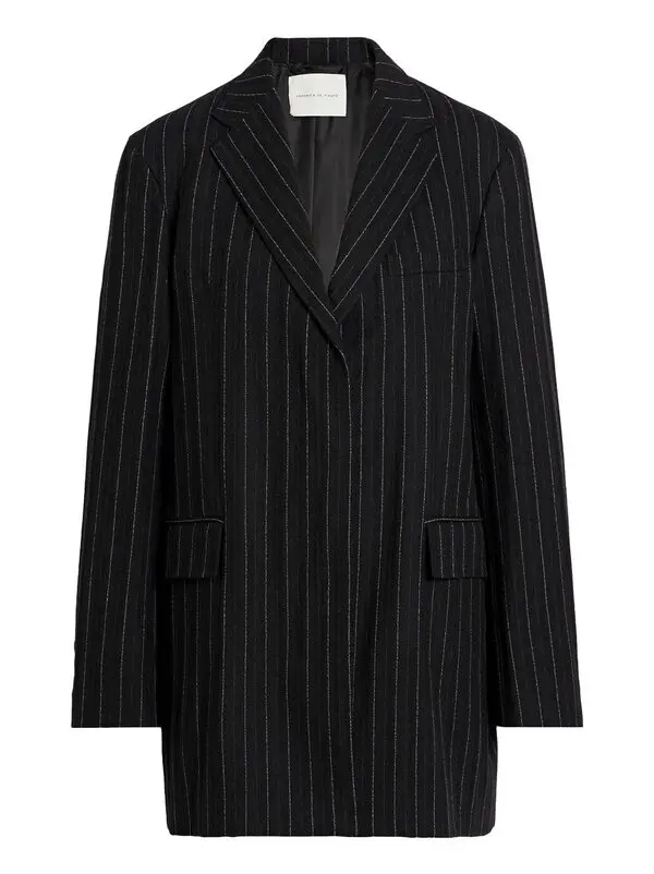 Veronica De Piante Francesco Pinstriped Wool Blazer - Black