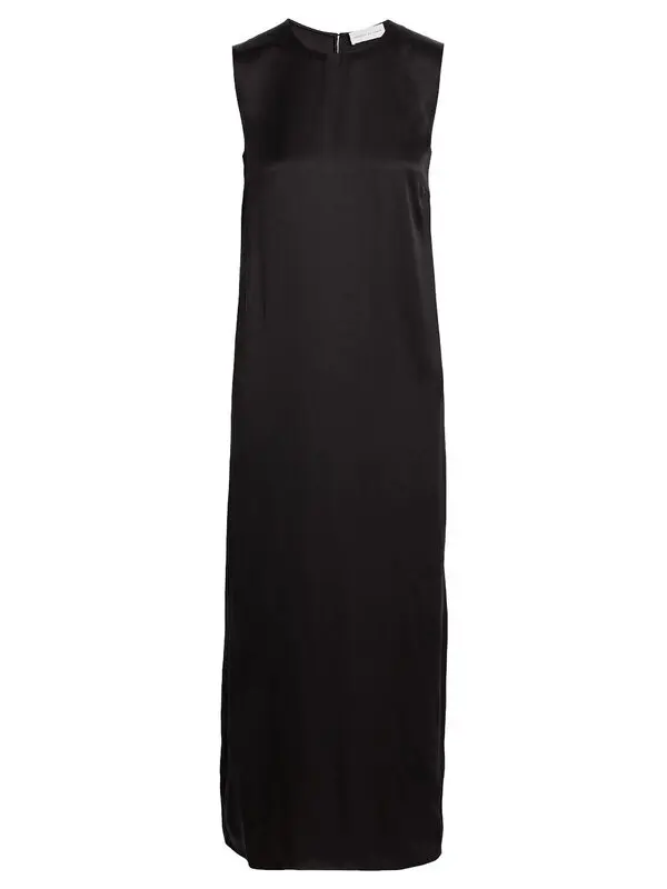 Veronica De Piante Alessia Washed-silk Midi Dress - Black
