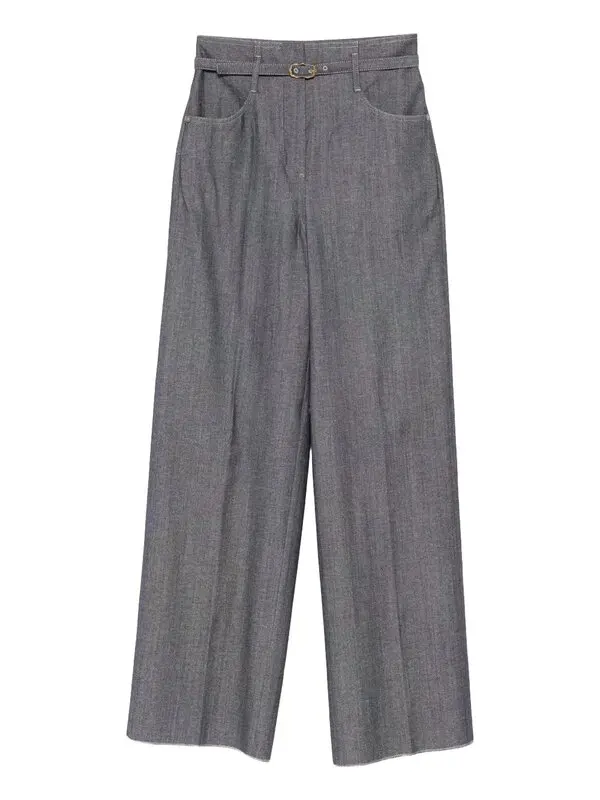 Agnona Belted Straight Trousers - Grey