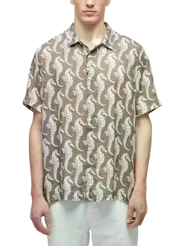 OSKLEN Seahorse-print Linen Shirt - Neutrals