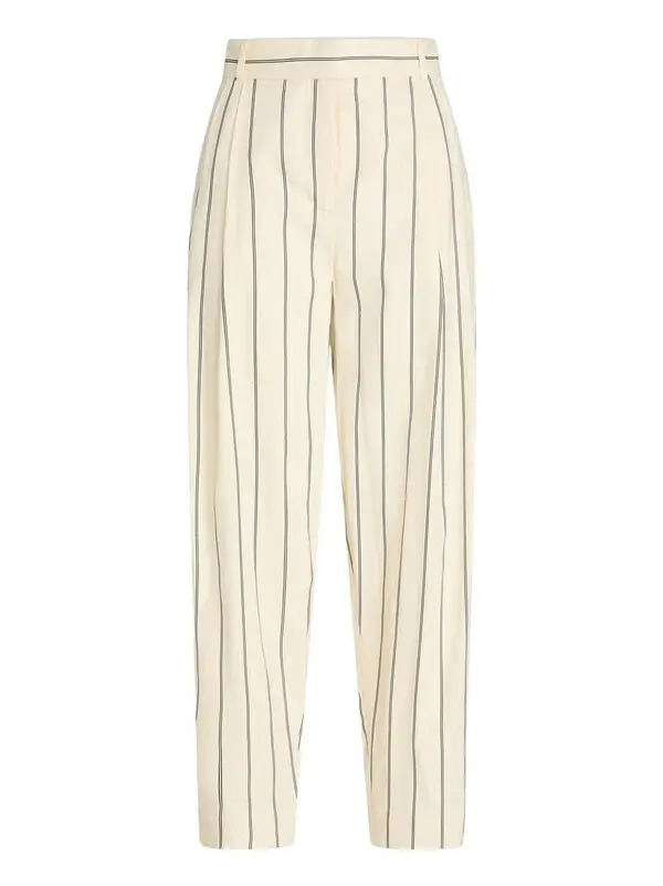 Zimmermann Pleated Pinstriped Tapered Linen-blend Pants - Cream