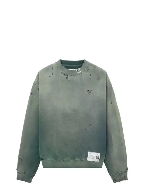 Mihara Yasuhiro Distressed Embroidered Sweatshirt - Green