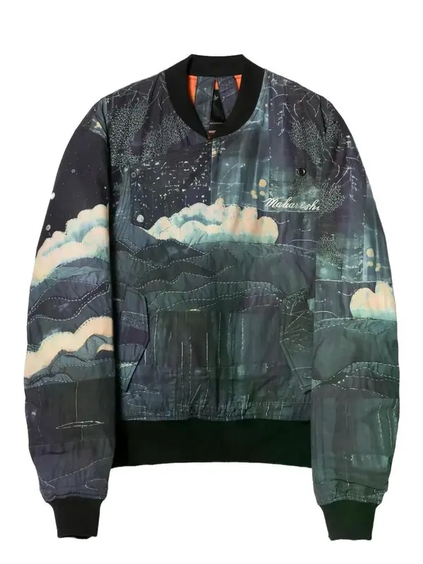 MAHARISHI 6227 Boro Crane Monk Ma1 Printed Bomber Jacket - Blue