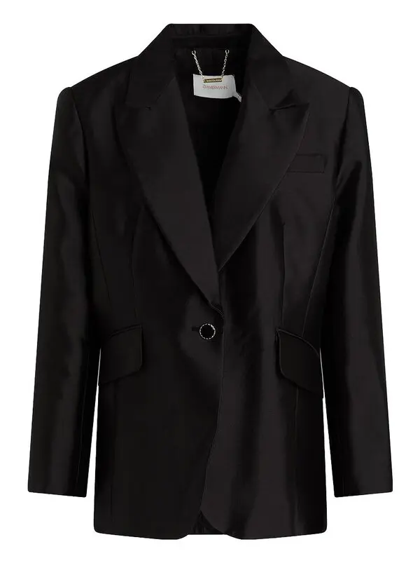Zimmermann Wool And Silk-blend Satin Blazer - Black
