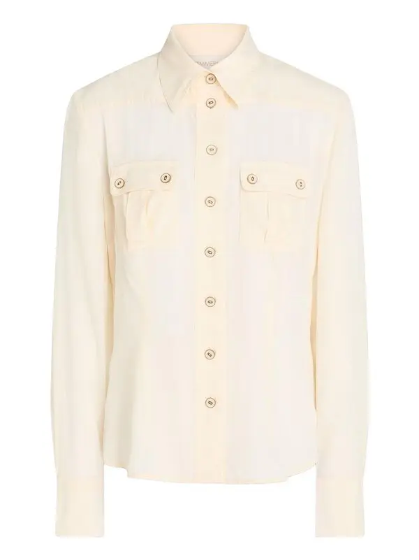 Zimmermann Printed Crepe De Chine Shirt - Cream