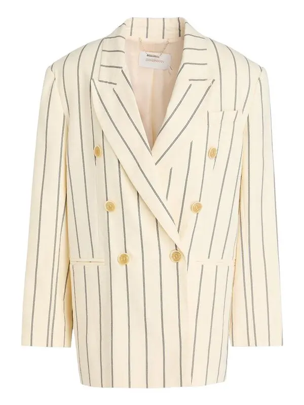 Zimmermann Striped Double-breasted Blazer - Cream