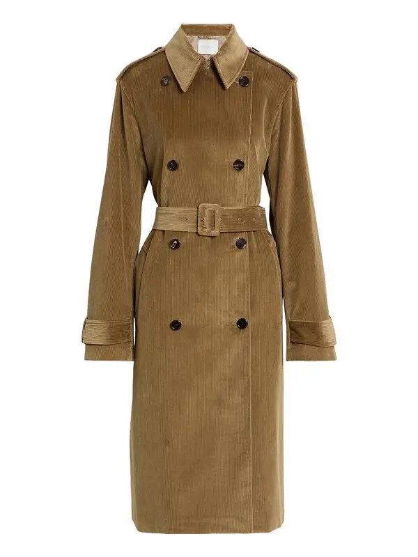 Veronica De Piante Bella Cotton-corduroy Trench Coat - Light Brown