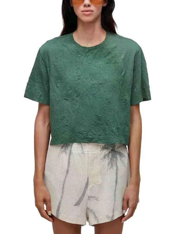 OSKLEN Wrinkle-effect Cropped T-shirt - Green