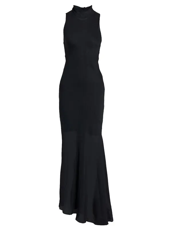 Veronica De Piante Christy Wool And Silk-blend Georgette Gown - Black