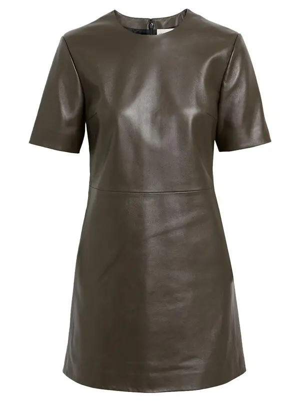 Veronica De Piante Tabitha Leather Mini Dress - Taupe