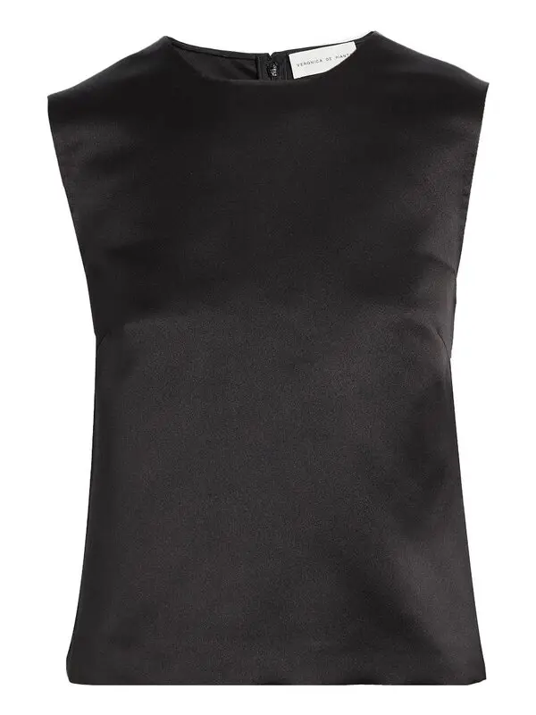 Veronica De Piante Allison Duchesse Silk-satin Top - Black