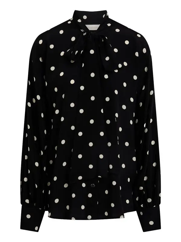 Zimmermann Polka Dot Crepe De Chine Pussy-bow Blouse - Black