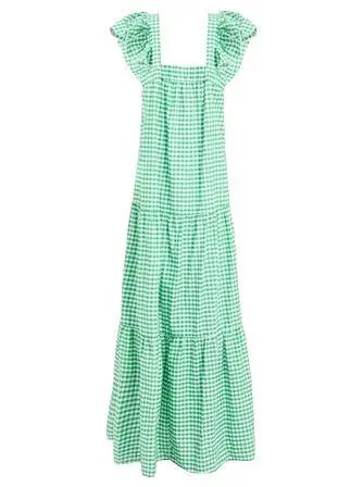 JIJIL Checked Maxi Dress - Green