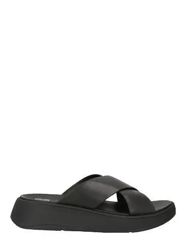 Fitflop Leather Wedge Sandals - Black