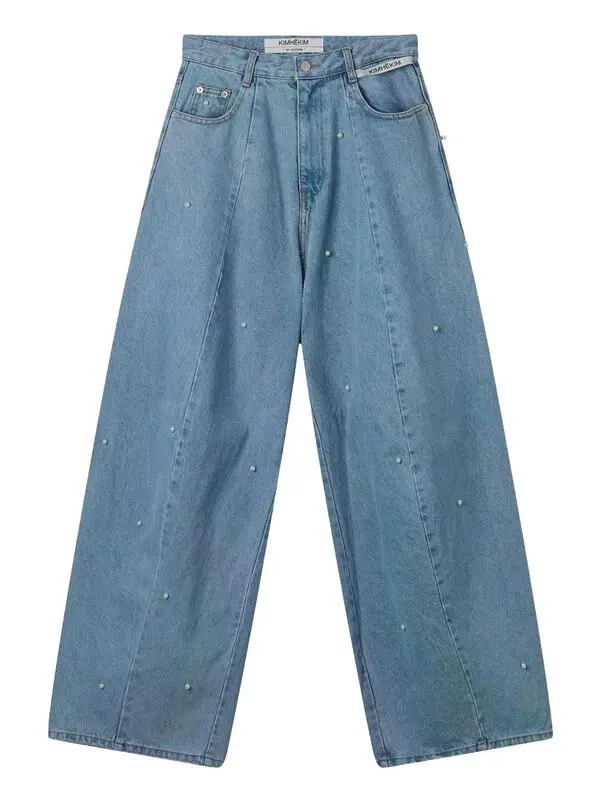 KIMHEKIM Pearl-embellished Wide Leg Jeans - Blue