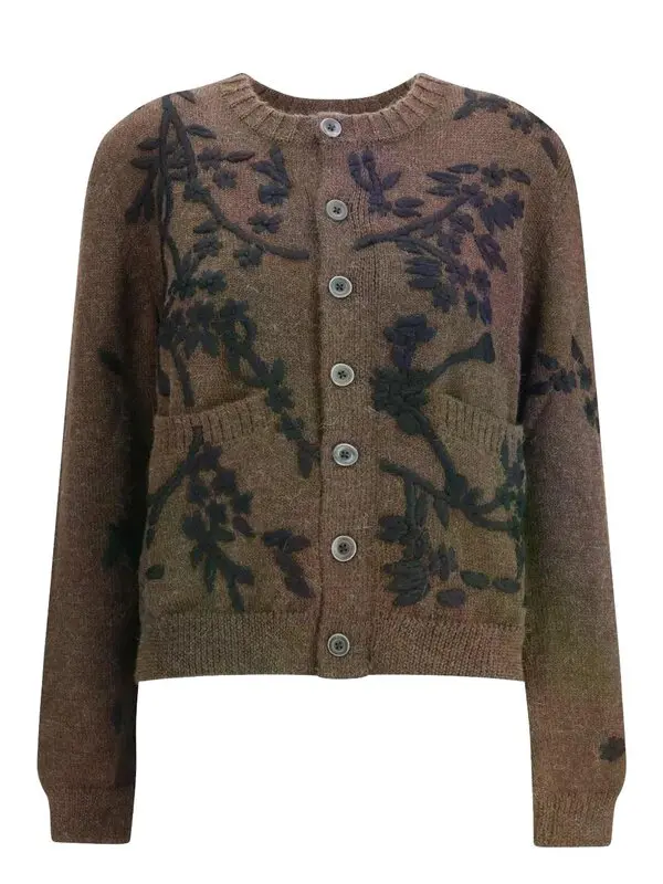 BAZISZT Blossom Floral Cardigan - Brown