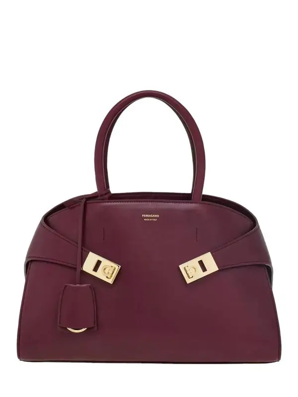 FERRAGAMO Medium Hug Leather Tote - Red