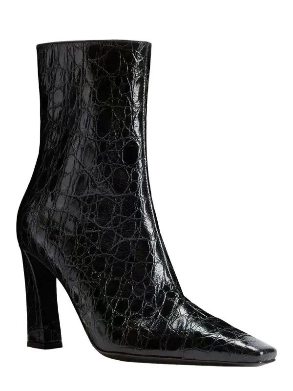 GIUSEPPE ZANOTTI Janiee Crocodile-effect Square-toe Booties - Black