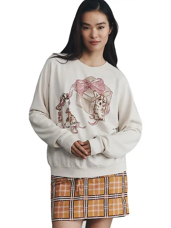 Maeve Animal Friends Crew-neck Sweatshirt - Pink Pattern