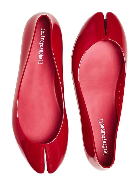 Jeffrey Campbell Fixed Split-toe Jelly Ballet Flats - Cherry Red
