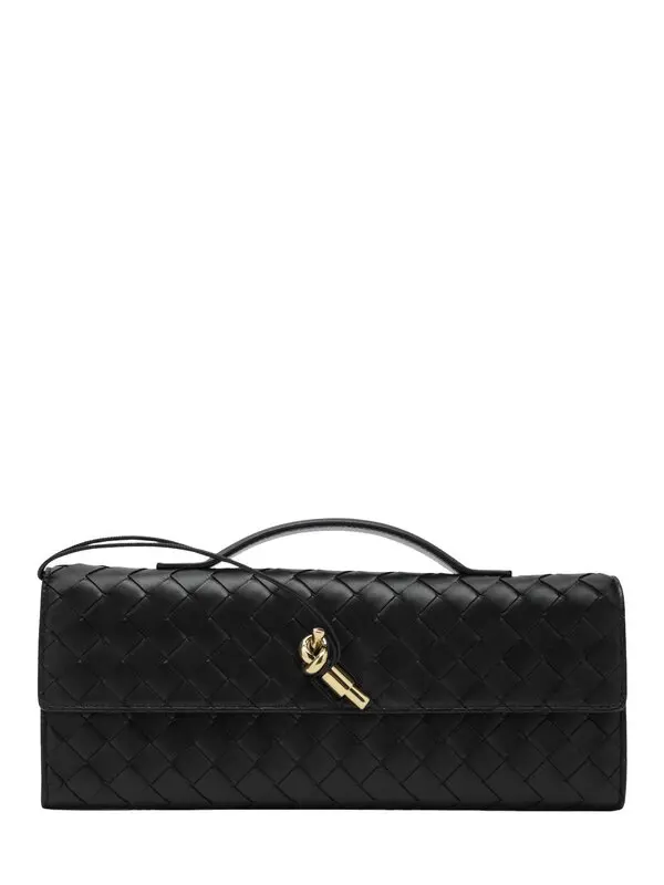 Bottega Veneta Andiamo Clutch With Top Handle - Black