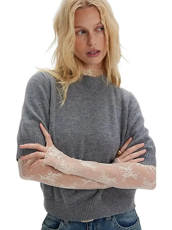 Free People Cashmere Turtleneck Sweater - Cloudy