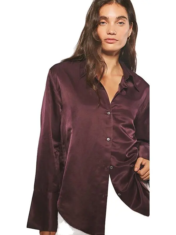 Citizens Of Humanity Camilia Silk Button-down Shirt - Burgundy