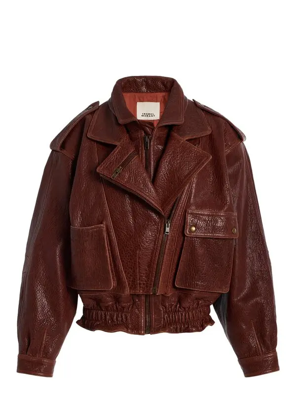 Isabel Marant Aneli Leather Biker Jacket - Orange