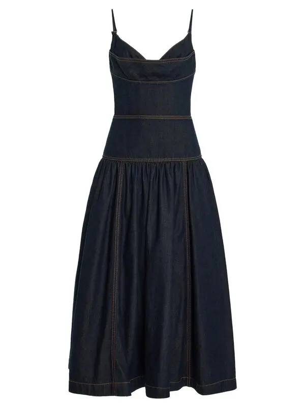 Zimmermann Drop Waist Denim Midi Dress - Blue