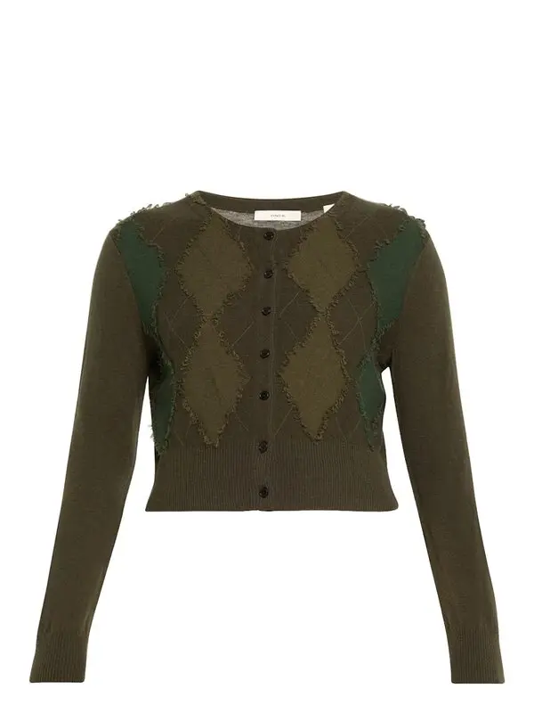 Vince Cashmere And Wool Argyle Cardigan - Herba/fore