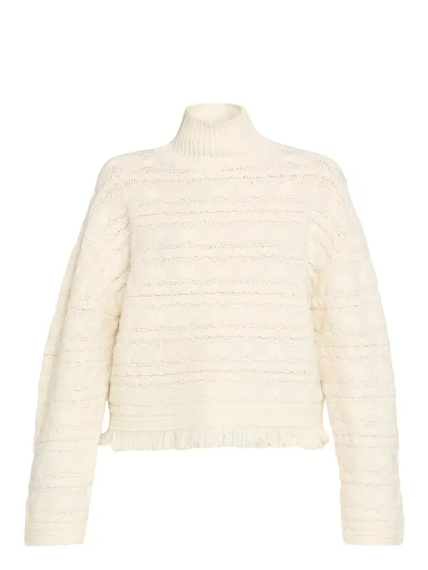 Guest In Residence Cropped Cable Turtleneck Sweater - Cream