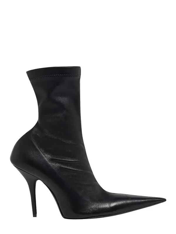 Balenciaga 90mm Avenue Leather Ankle Boots - Noir