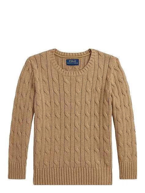Polo Ralph Lauren Long Sleeve Cable Knit Crewneck Sweater - Camel Heather