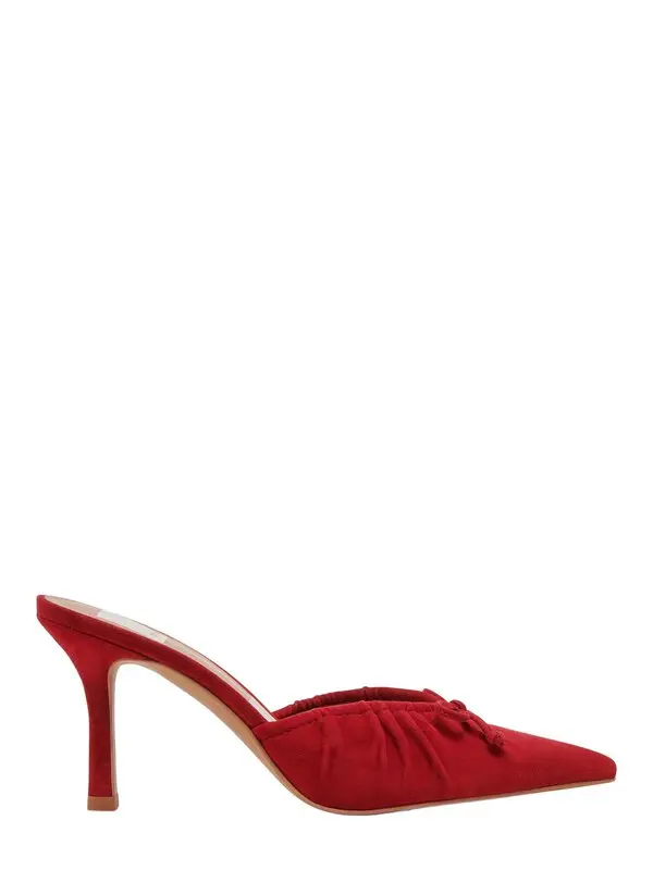 DOLCEVITA Kairi Pleated Mules - Crimson Suede