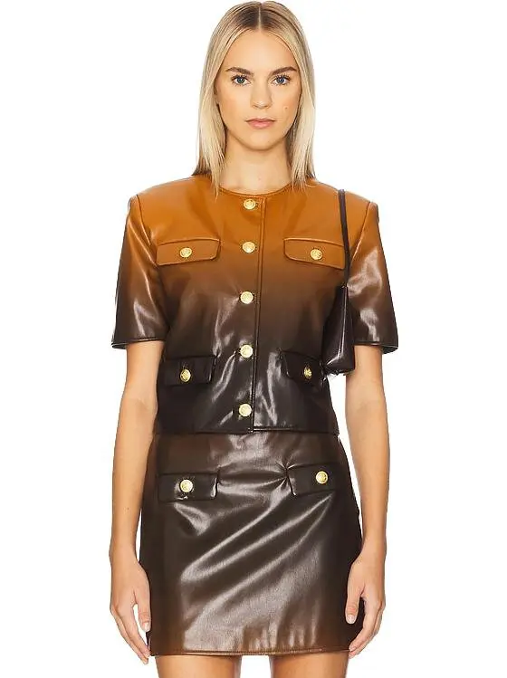 Le Superbe Paradis Pleather Jacket - Degrade Brown