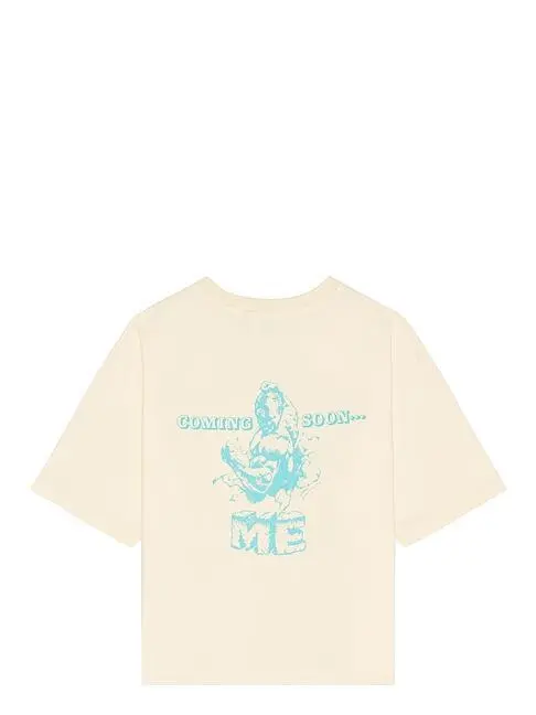 Y,IWO Coming Soon Me Crop Tee In Cream - Cream & Teal