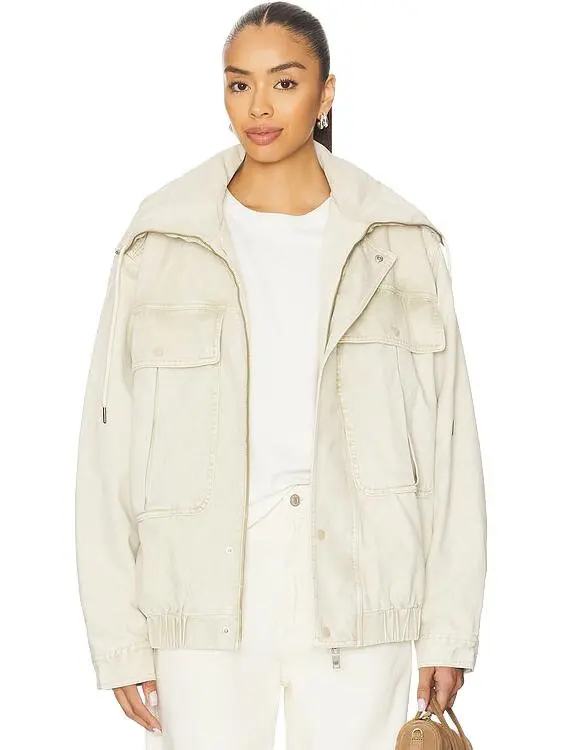 ONETEASPOON Denim Utility Puffer Jacket - Antique Stone