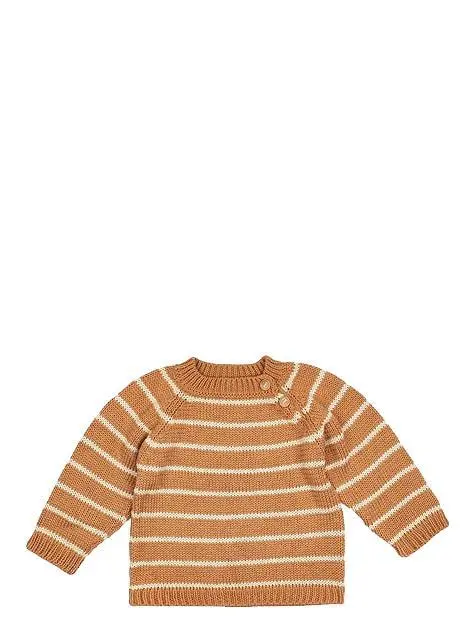 WILD WAWA Stripe Crew Neck Sweater - Ginger & Oat Stripe