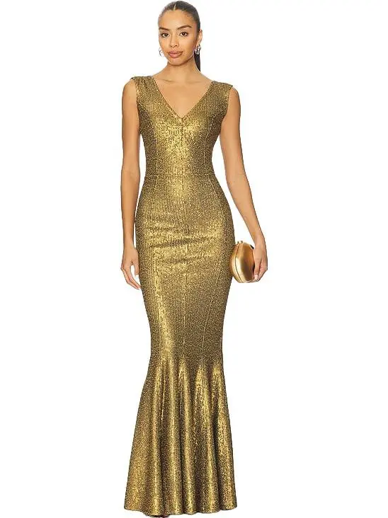 Norma Kamali Grace Fishtail Gown - Bark