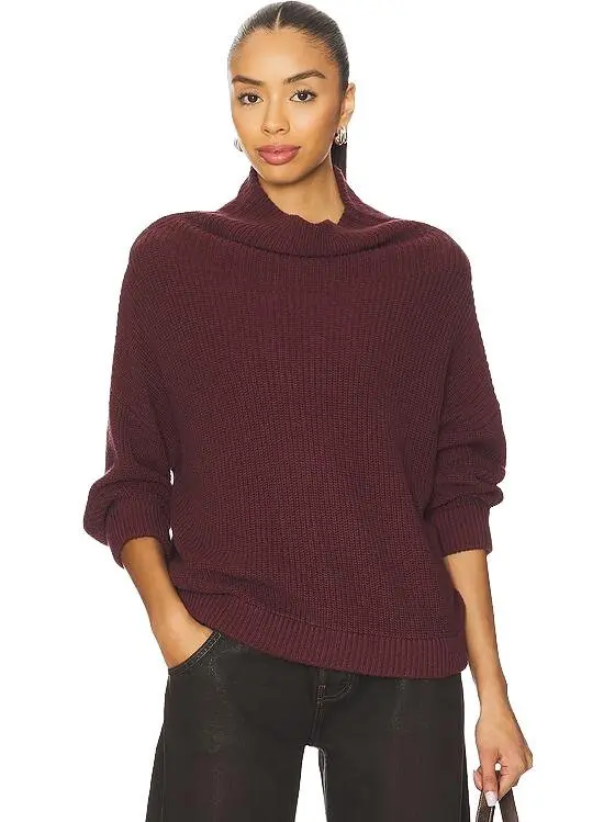 Autumn Cashmere Half Cardigan Stitch Funnel Neck - Bordeaux