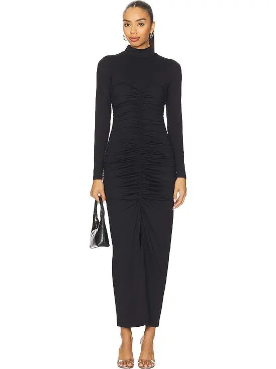 Susana Monaco Mock Neck Long Sleeve Dress - Black