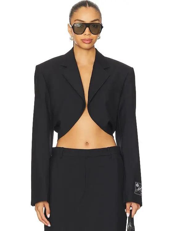 Alexander Wang Cropped Drape Back Blazer - Black