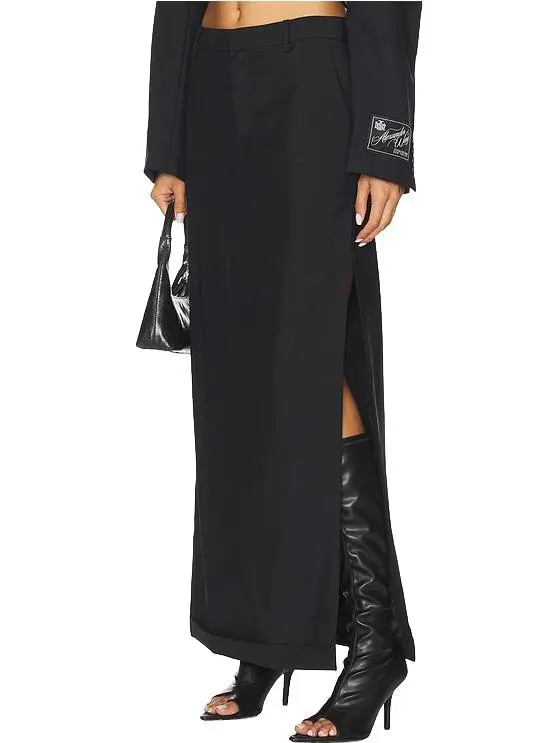 Alexander Wang Mid Rise Tailored Maxi Skirt - Black