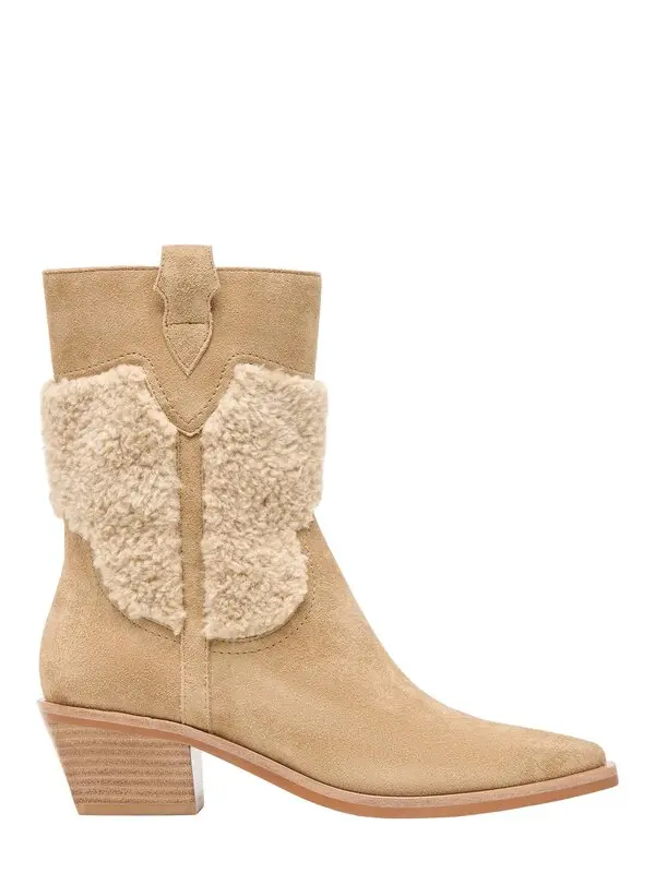 DOLCEVITA Salil Plush Western Booties - Dk Taupe Suede