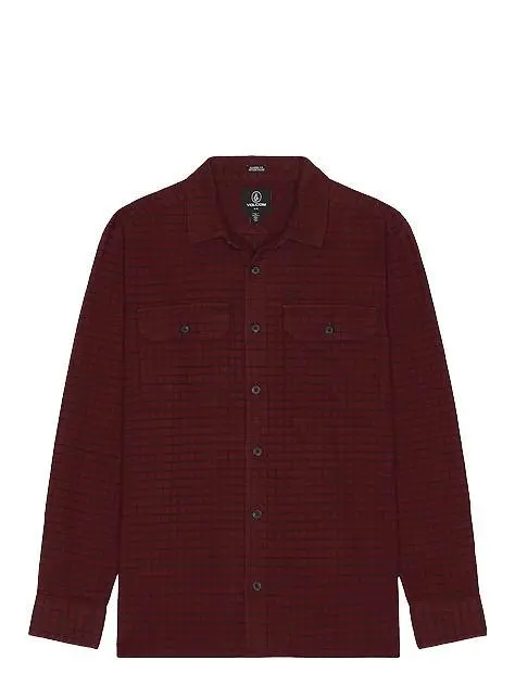 Volcom Augustone Long Sleeve Shirt In Red - Merlot