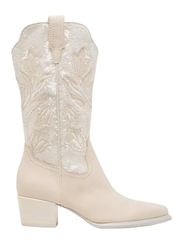 DOLCEVITA Vorah Pearl Boots - Creme Sequin
